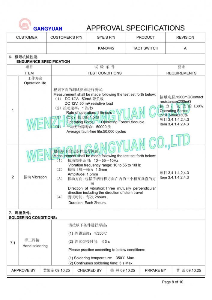 KAN0445 approval specification page 8