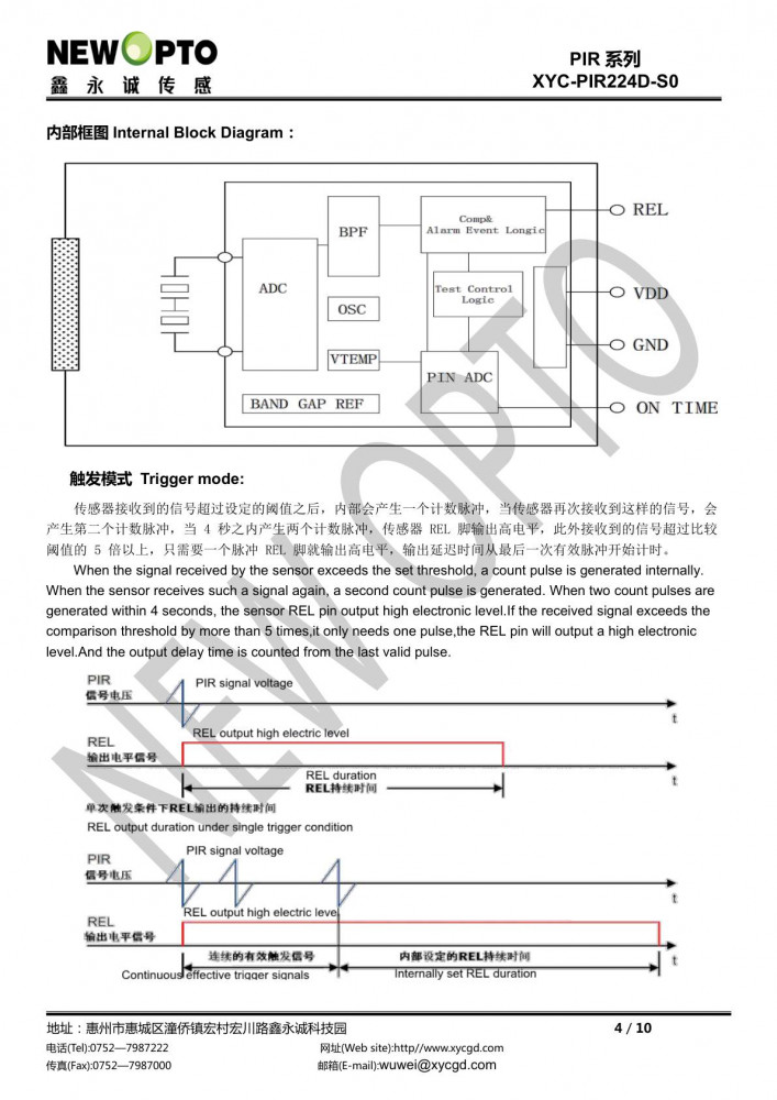 XYC-PIR224D-S0 datasheet page 4