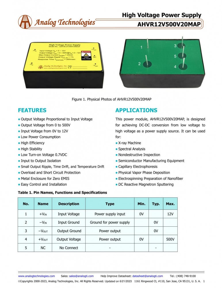 AHVR12V500V20MAP datasheet page 1