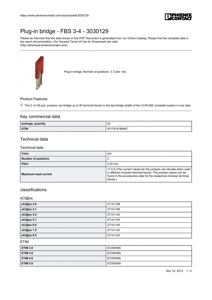 Phoenix Contact 3030129 technical document page 1
