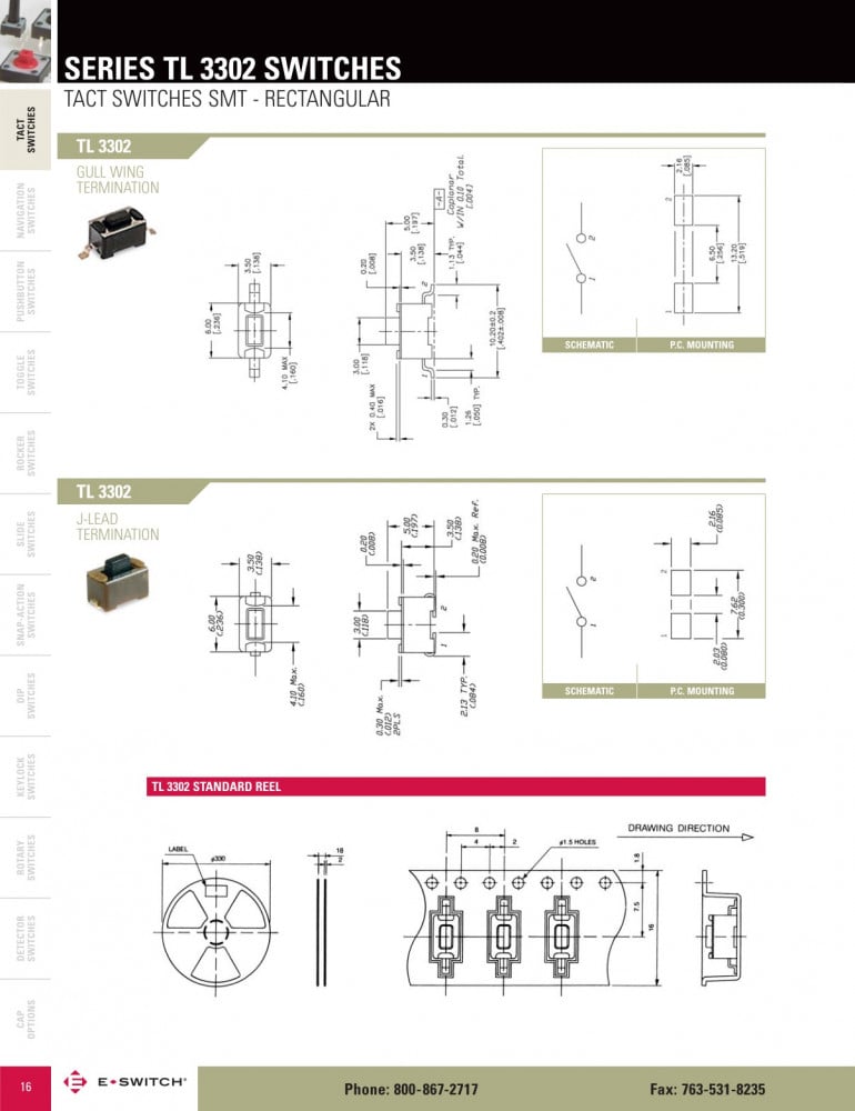 E-Switch TL3302 technical document page 2