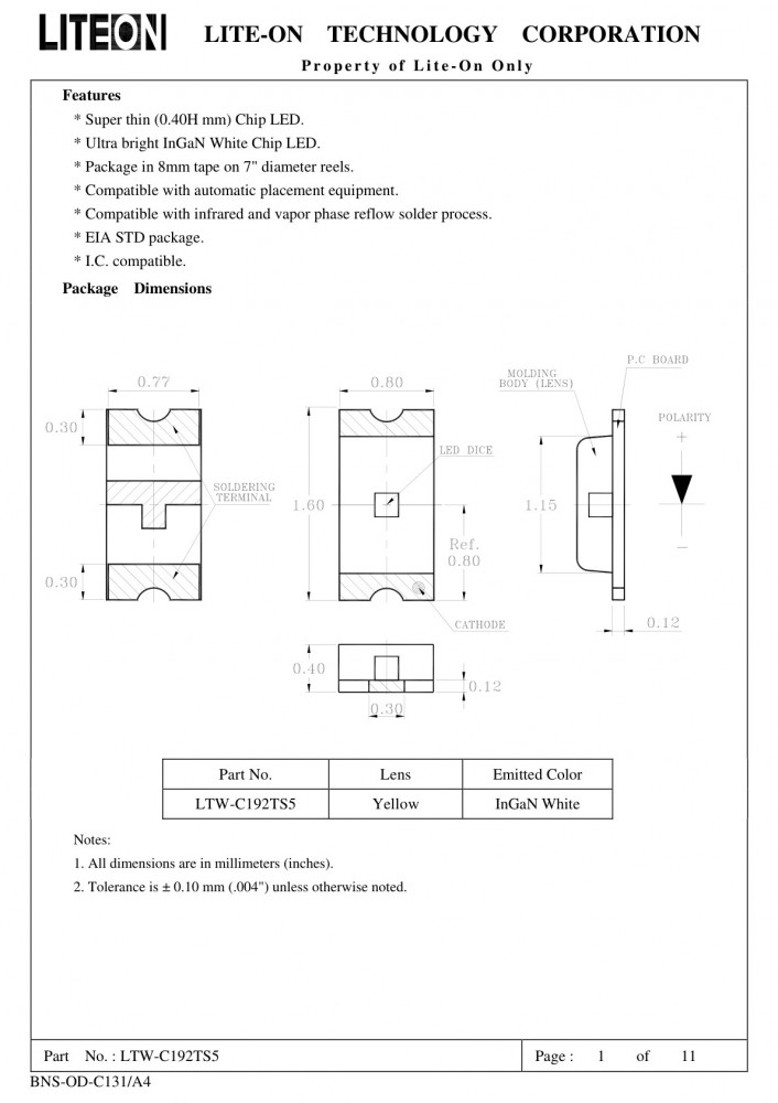 LTW-C192TS5 datasheet page 1