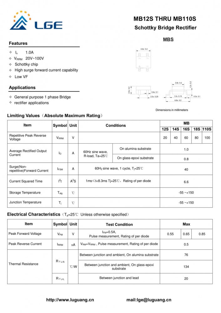 LGE MB110S datasheet page 1
