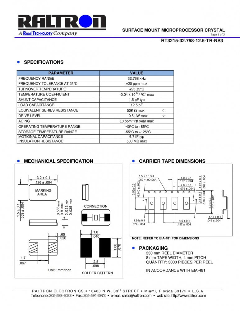 RT3215 product document page 1