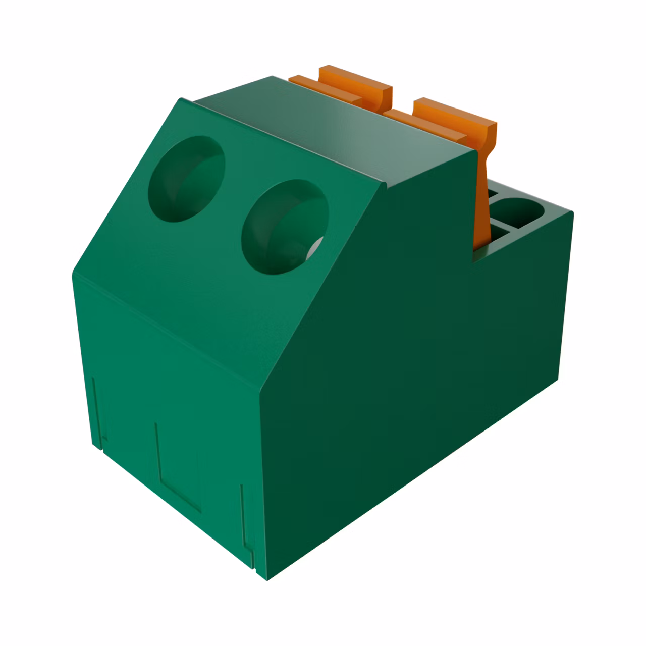 5.08mm Pitch, Eurostyle Fixed-Mount Push-Button Terminal Block, 45° Standard, 8A, 22-16 AWG, Green, 2 Circuits for sale