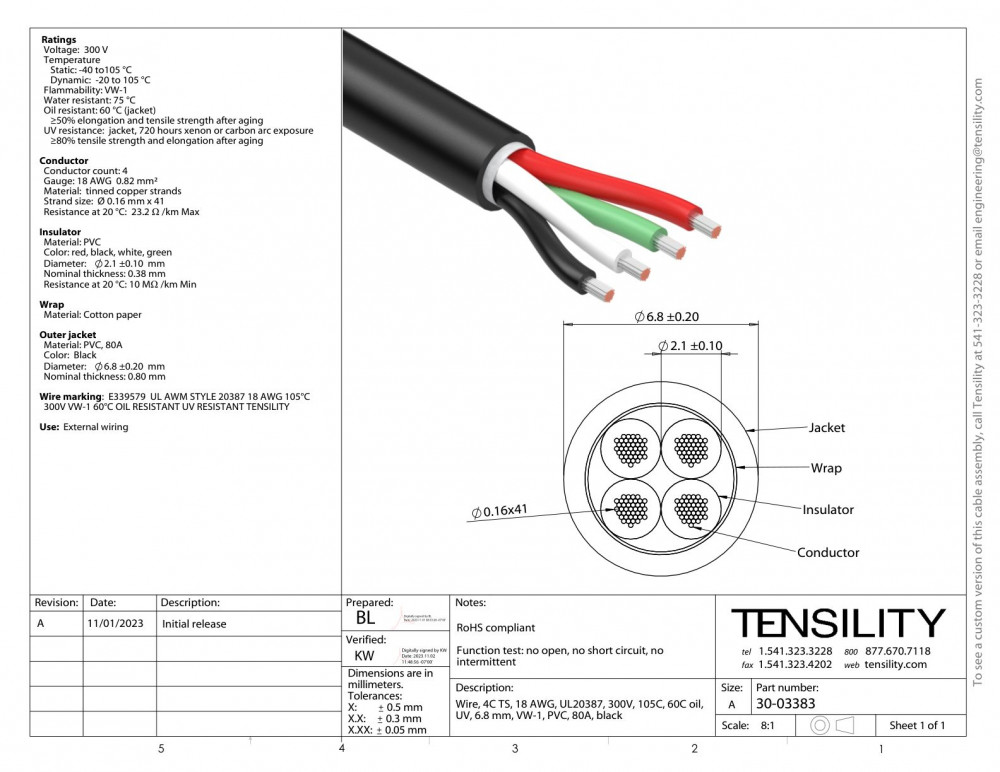 Tensility International 30-03383 product drawing