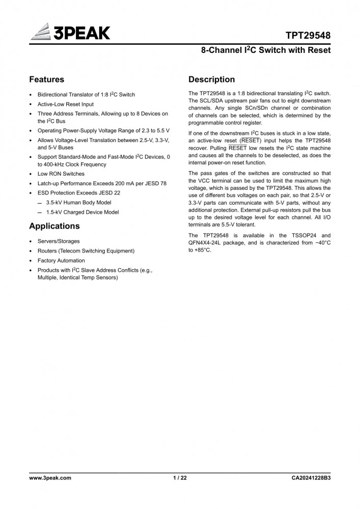 TPT29548 datasheet page 1