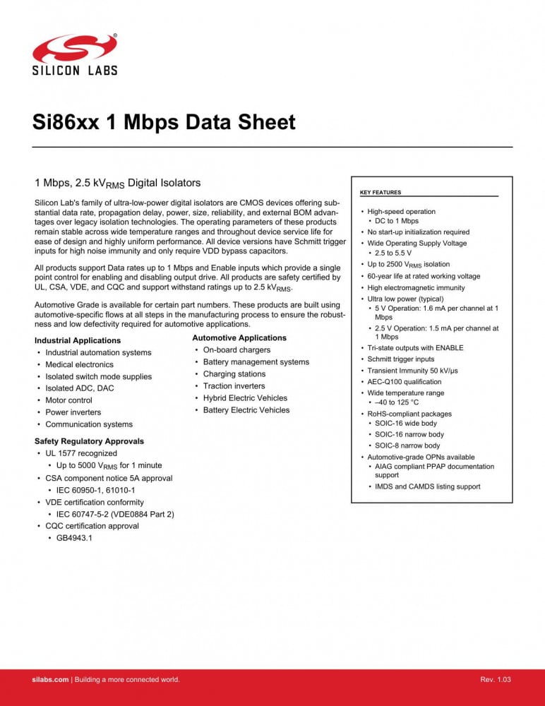SI8621AB-B-ISR datasheet page 1