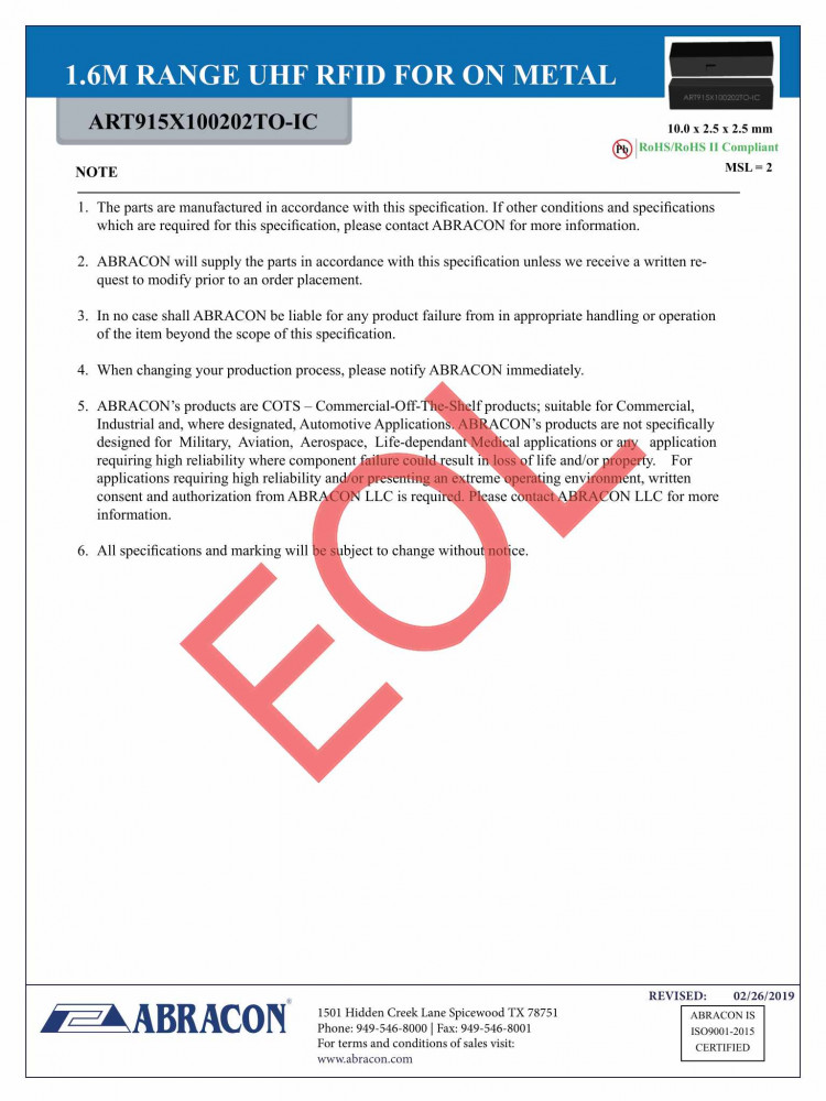ART915X100202TO-IC product datasheet image 3