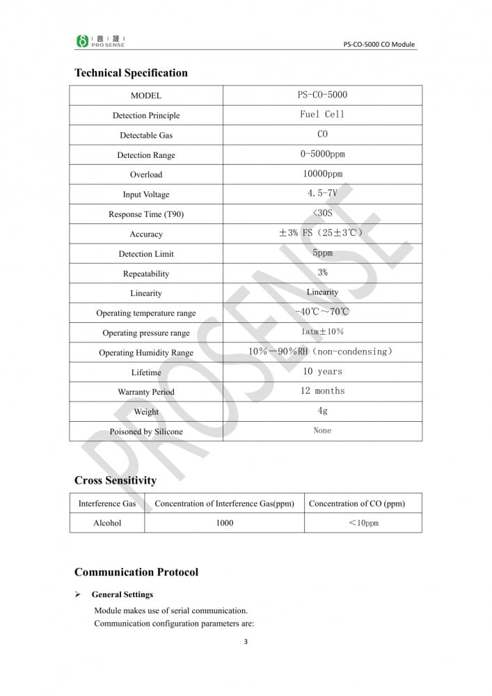 PS-CO-5000 technical document page 3
