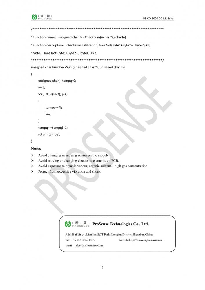 PS-CO-5000 technical document page 5