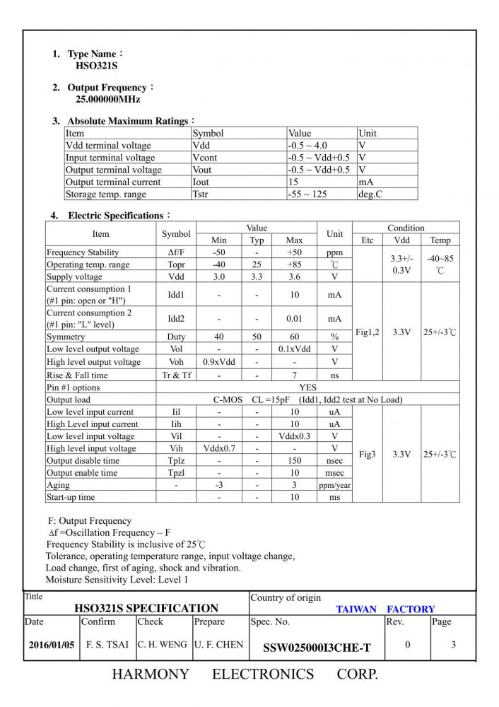 SSW025000I3CHE-T specification page 3