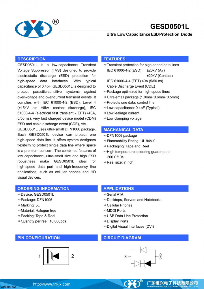 GESD0501L datasheet page 1