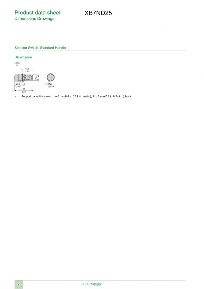 XB7ND25 technical document page 4