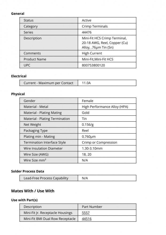 MOLEX 444761211 document preview, page 2
