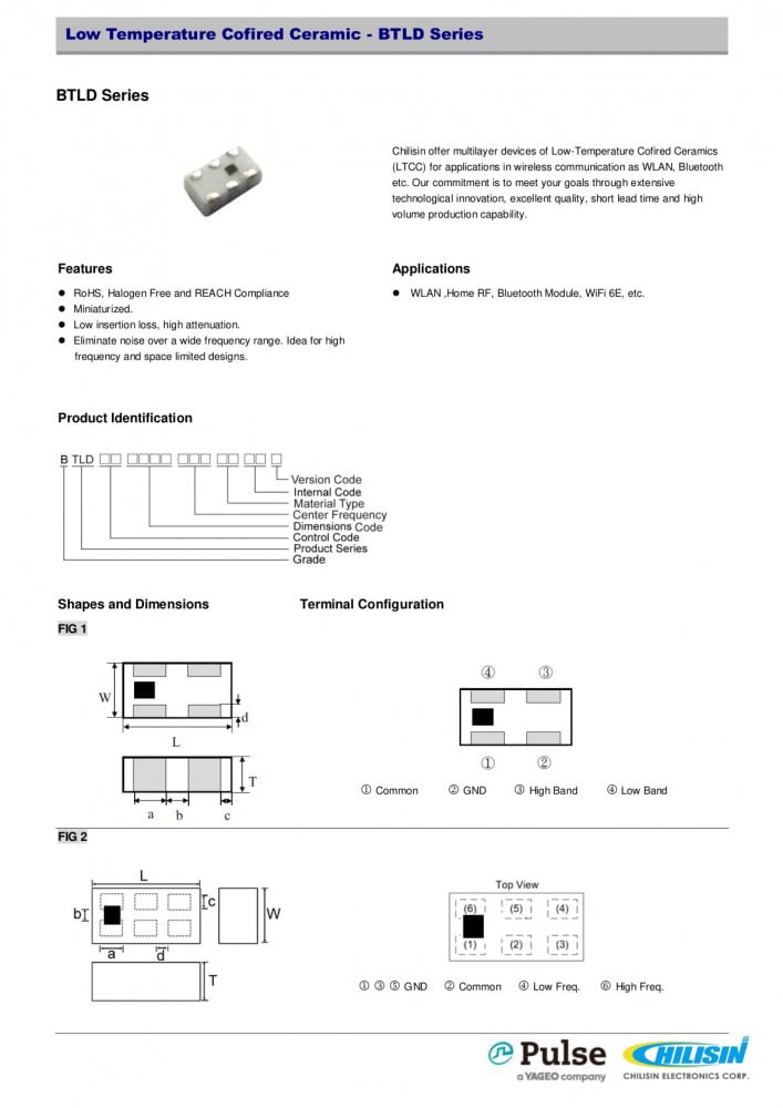 Chilisin BTLD series datasheet page 1