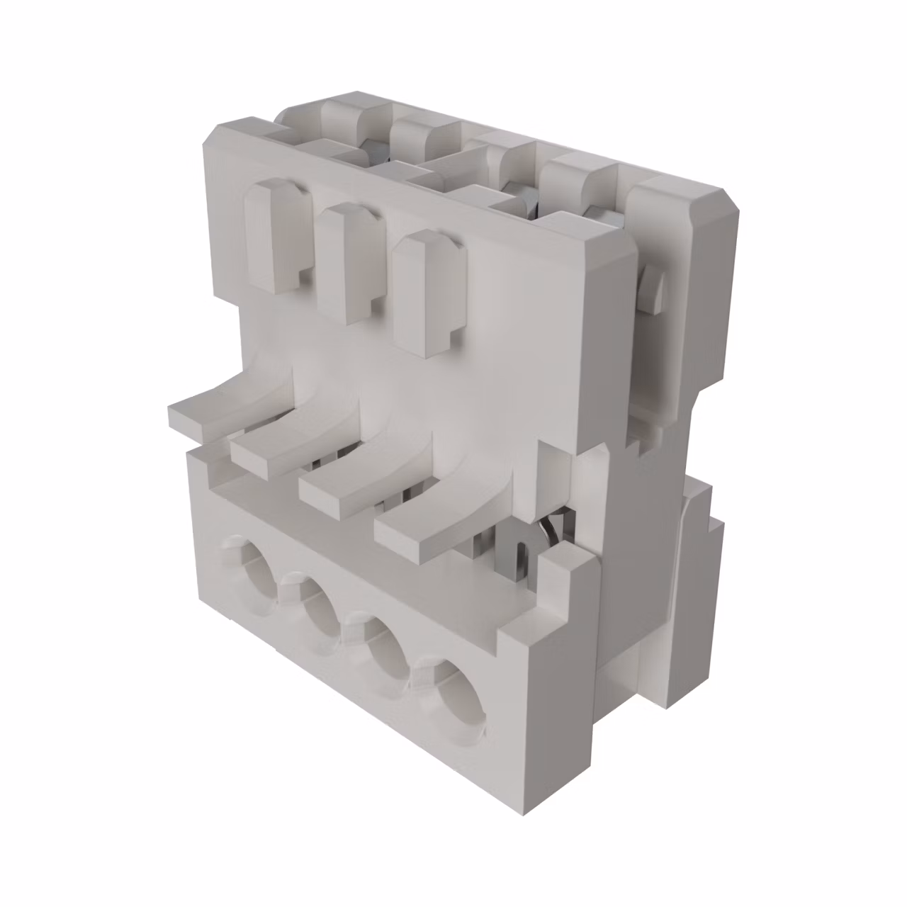 Appli-Mate RAST 2.5 IDT Connector, 2.50mm Pitch, Direct/Indirect, Female, Beaded Terminal, 4 Circuits, Position Keys A and E Removed, 1 Slotted and 1 Open Endwall, Polarizing Rib Between 2/3 for sale