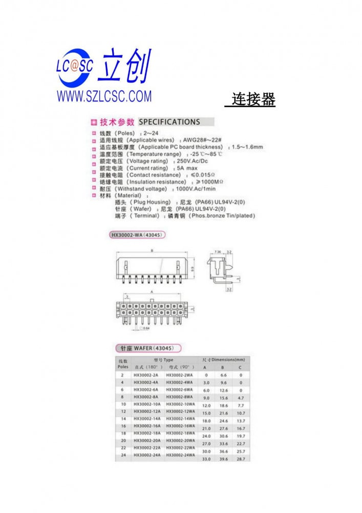 BOOMELE 3.0-2*8AW connector technical document page 1