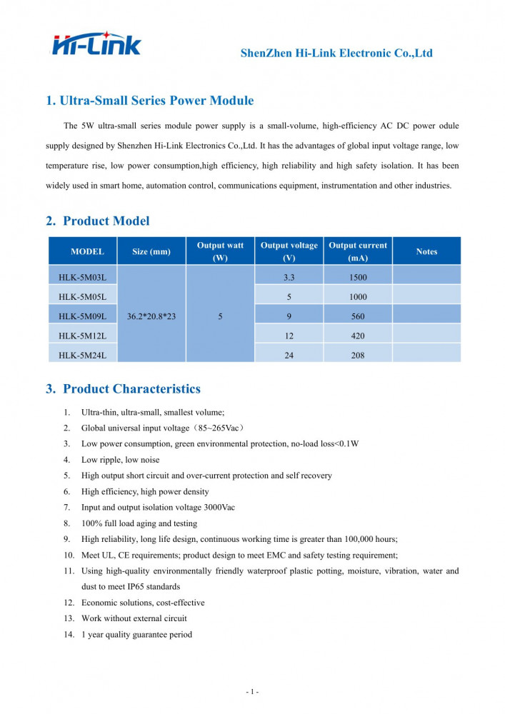 HLK-5M09L datasheet page 3