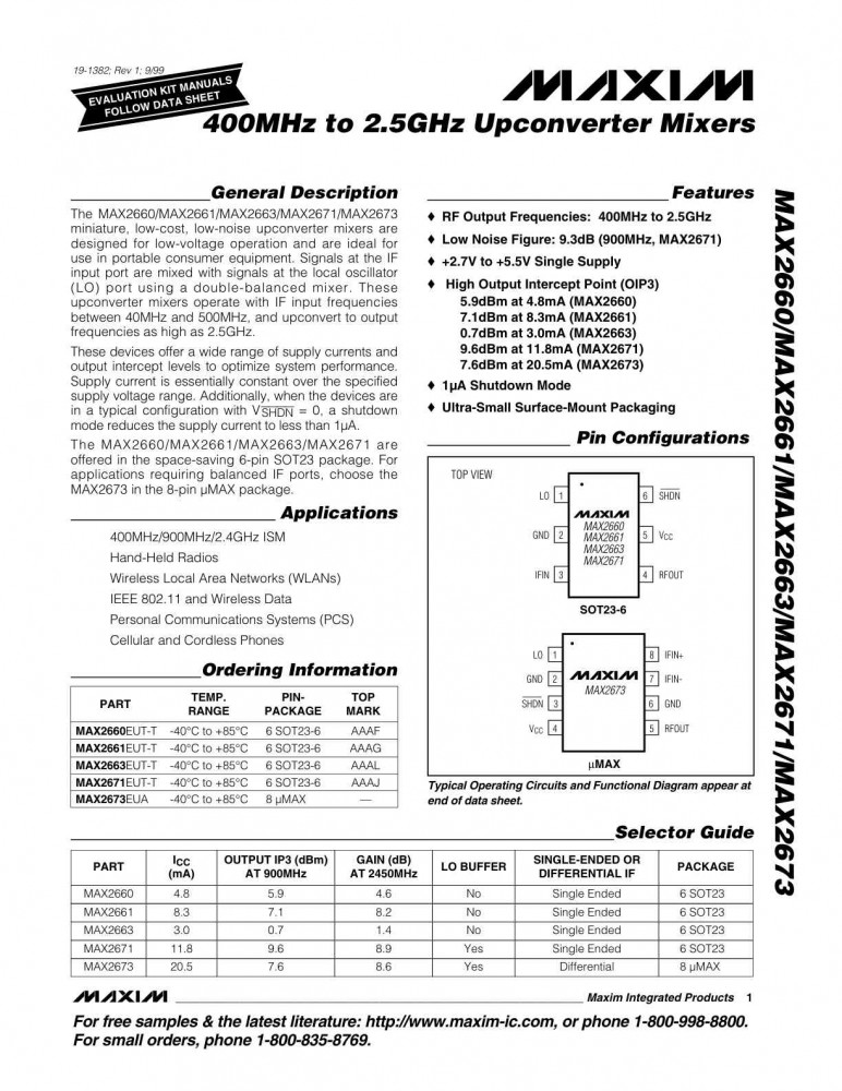 MAX2671 technical document page 1