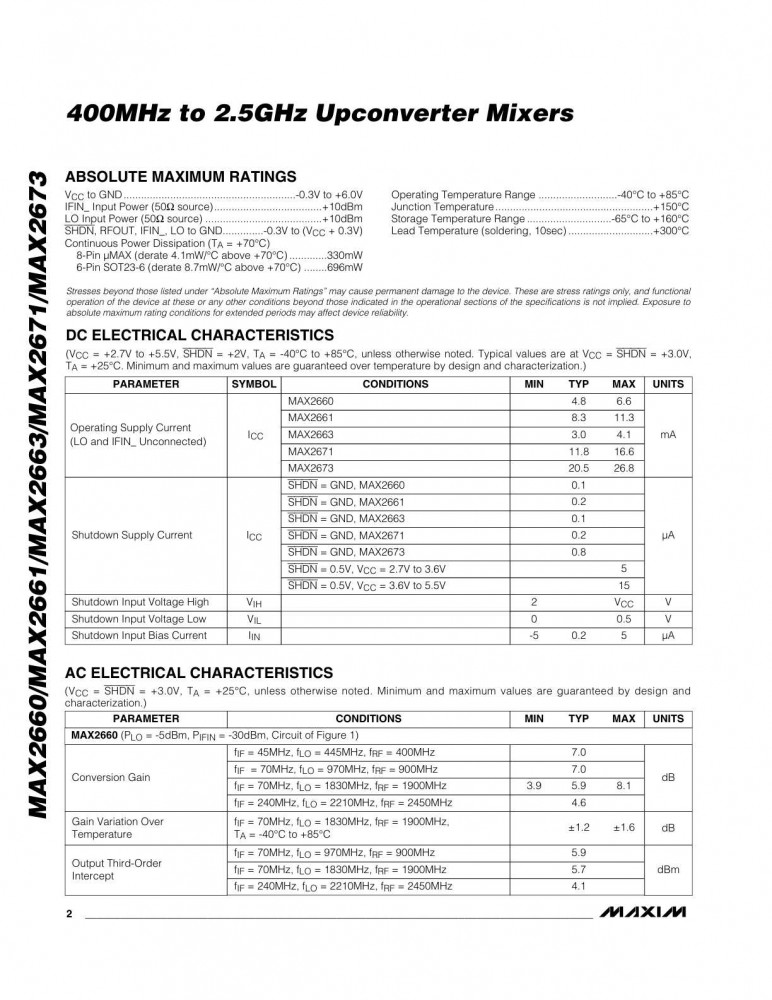 MAX2671 technical document page 2