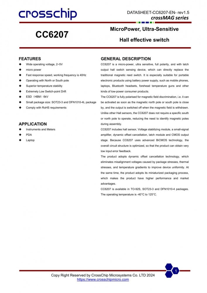 CC6207 datasheet page 1