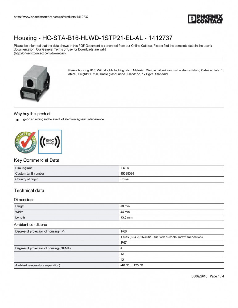 Phoenix Contact 1412737 technical document image 1