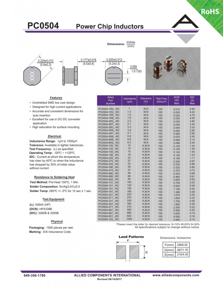 PC0504 series product document image
