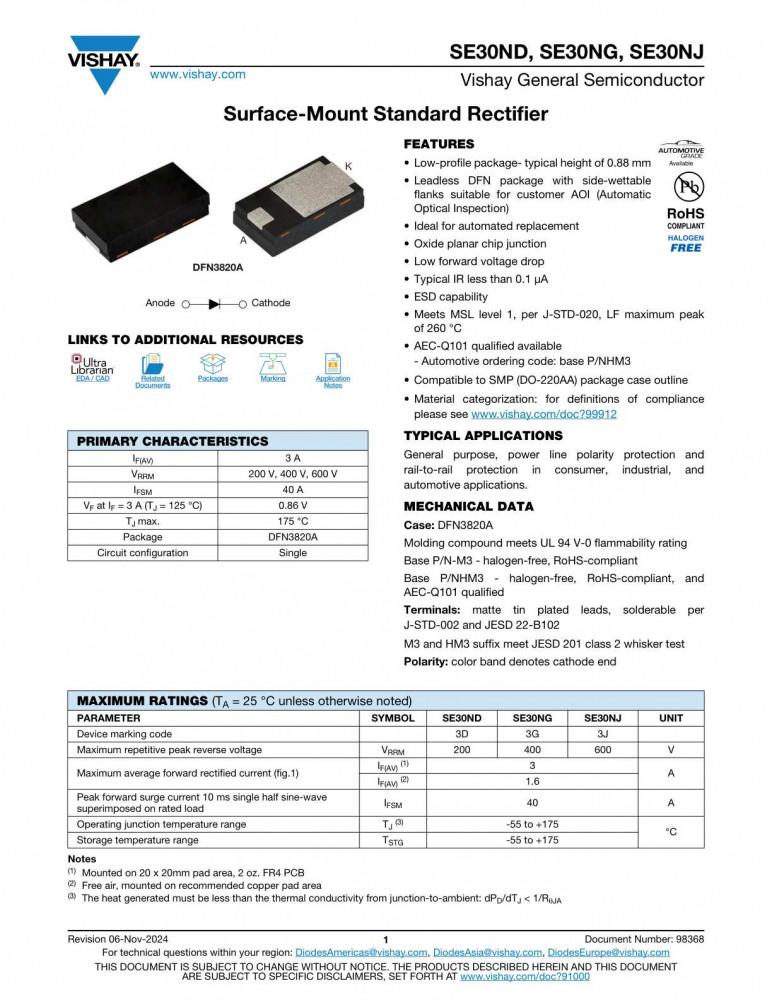 SE30N datasheet preview, page 1