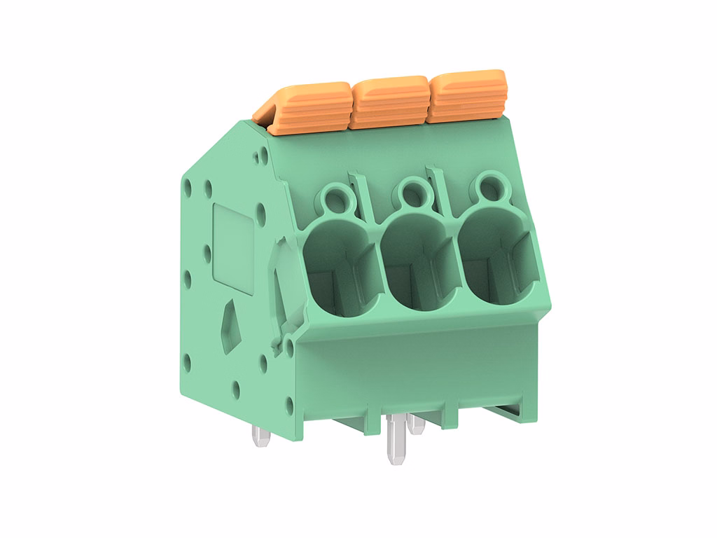 7.50mm Pitch Lever Activated Fixed Mount PCB Terminal Block, 35° Wire Entry, Left Rear Terminal, 3 Circuits for sale