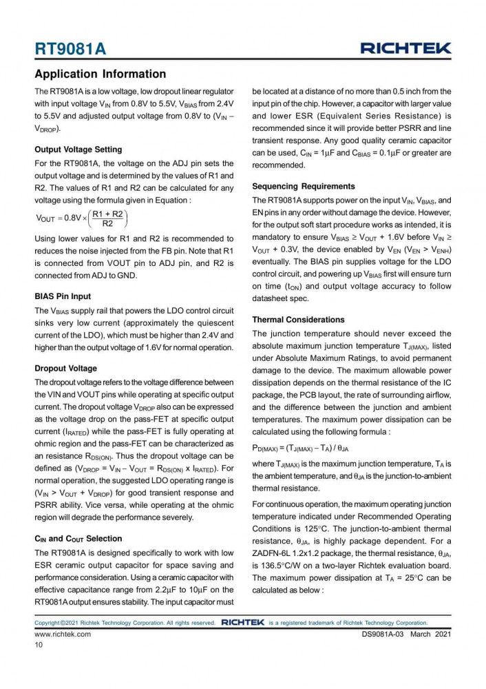RT9081A datasheet page 10