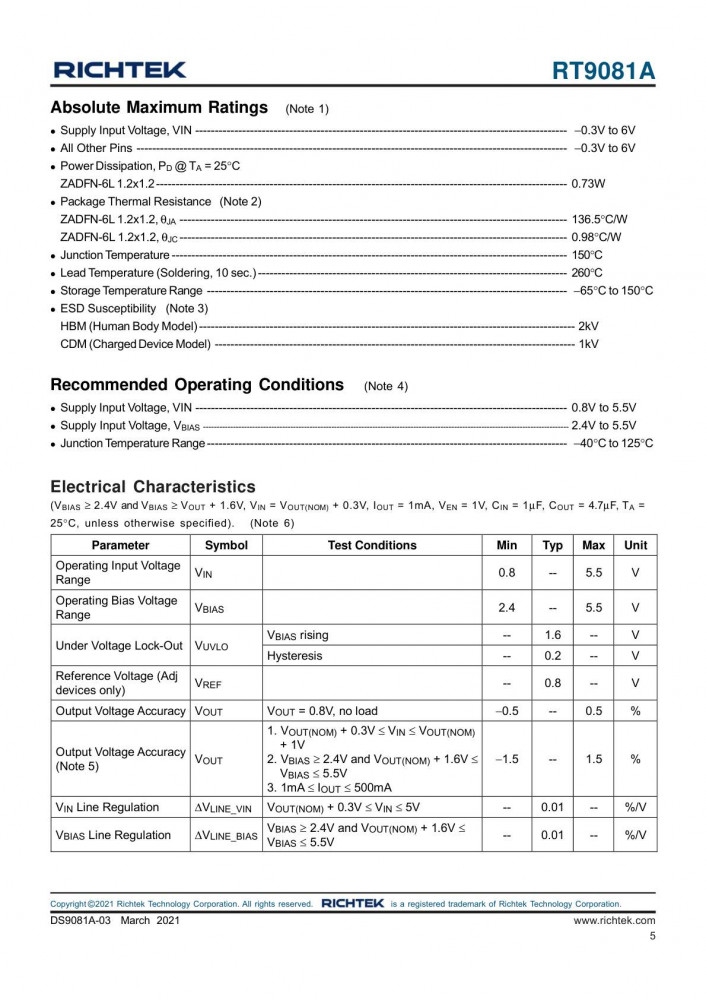 RT9081A datasheet page 5