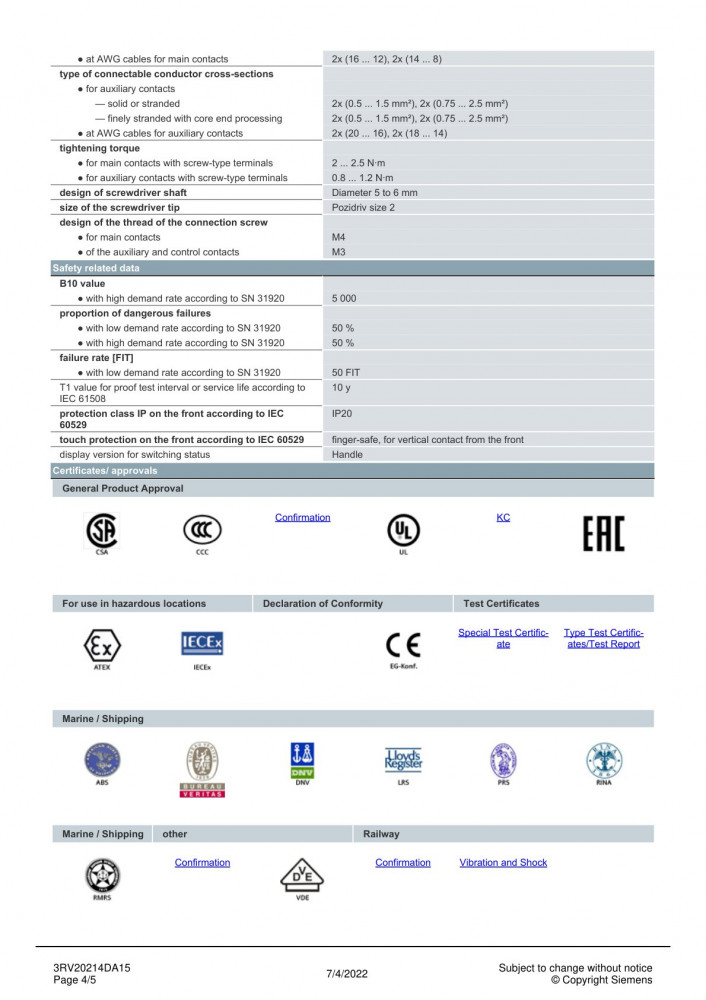3RV20214DA15 technical document page 4