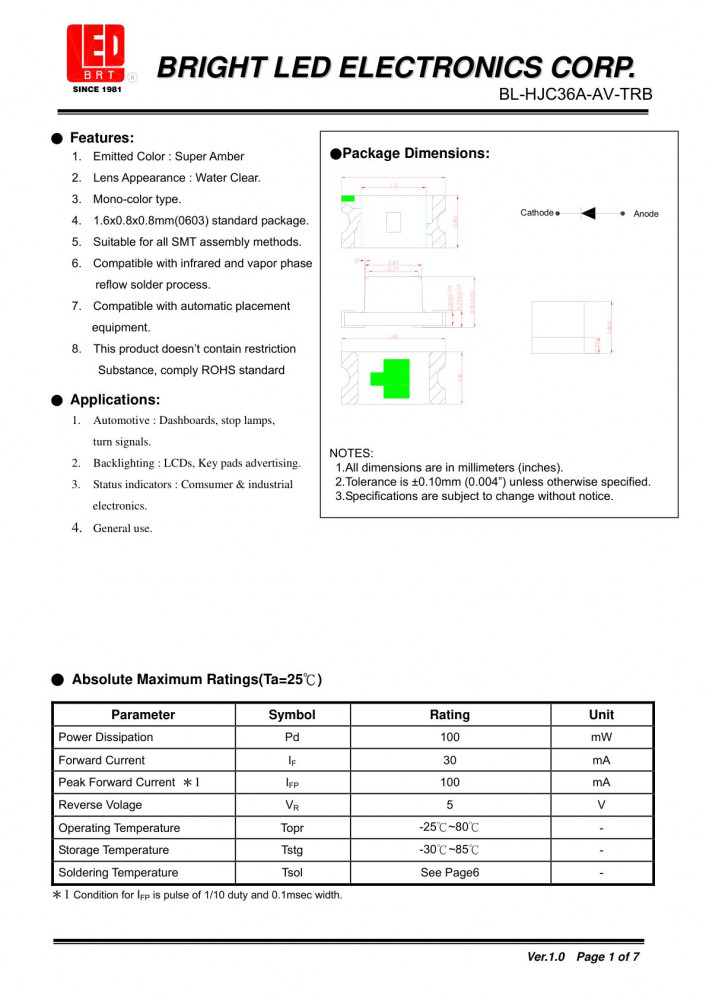 BL-HJC36A-AV-TRB datasheet page 2