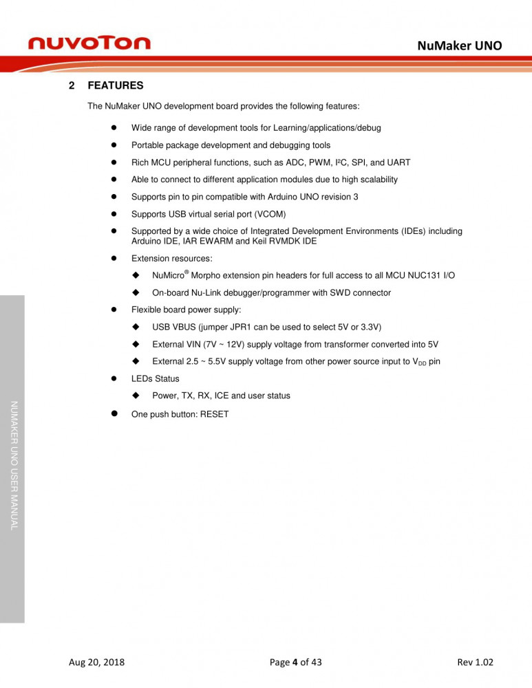 NuMaker UNO manual page 4