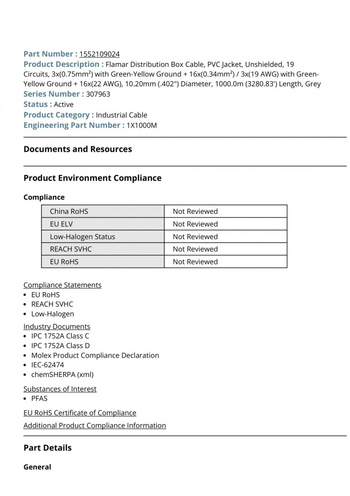 Technical document image 1 for Molex 1552109024