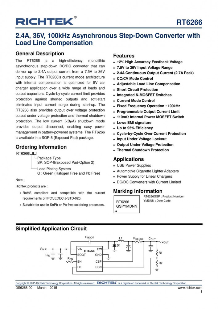 RT6266 datasheet page 1