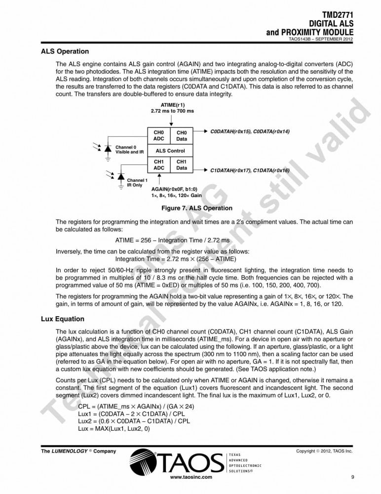 TMD2771 documentation page 10