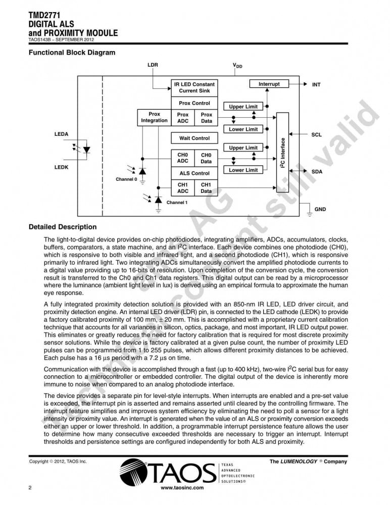 TMD2771 documentation page 3