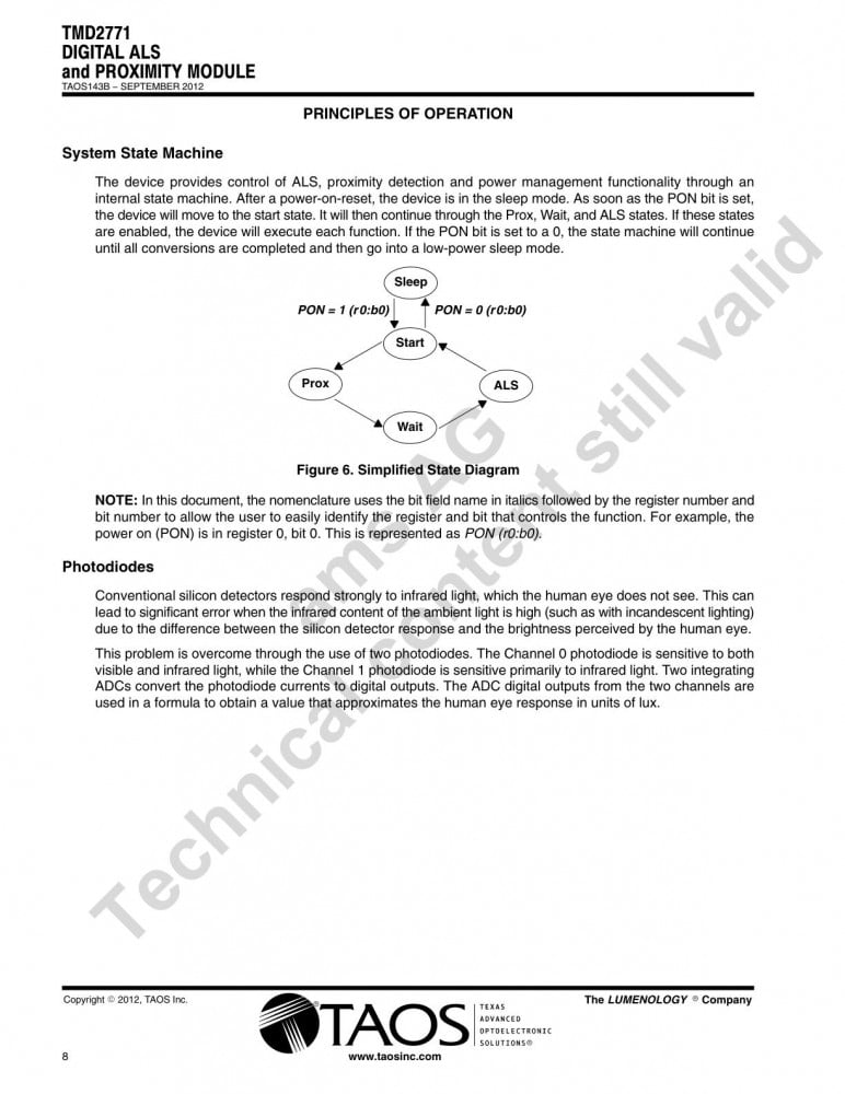 TMD2771 documentation page 9