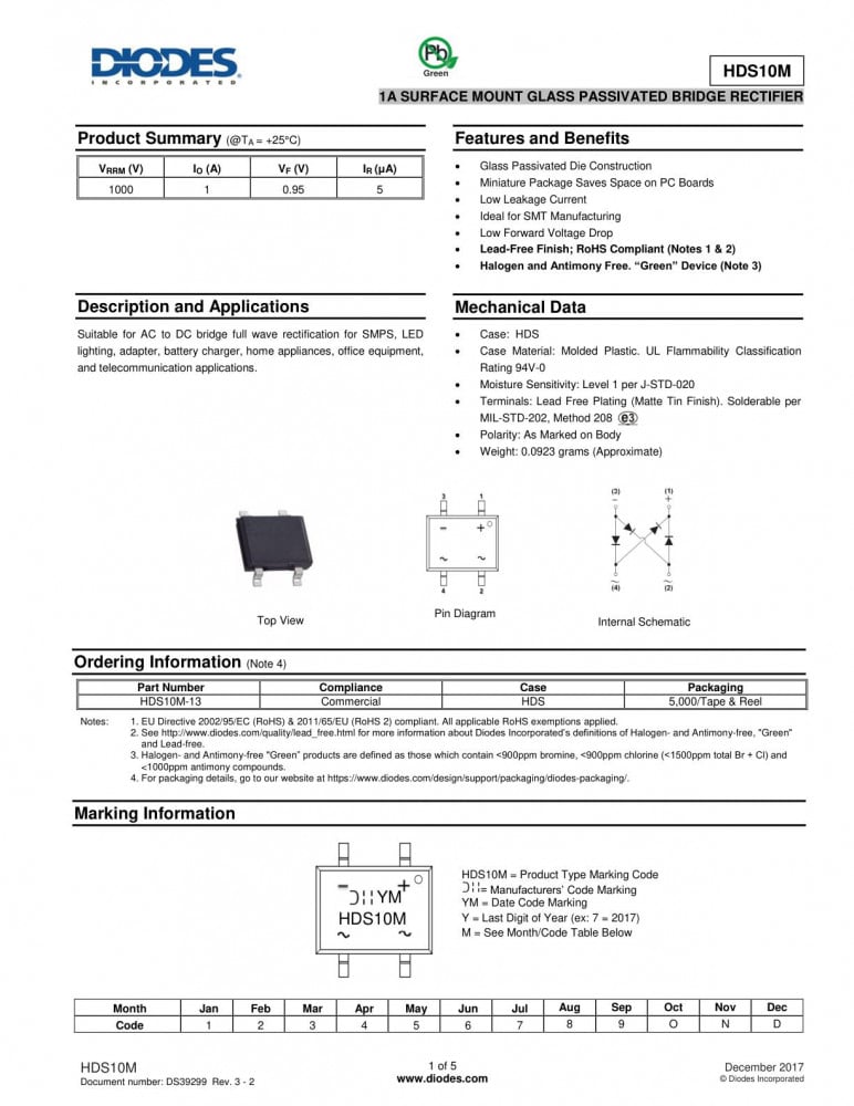 HDS10M-13 datasheet page 1