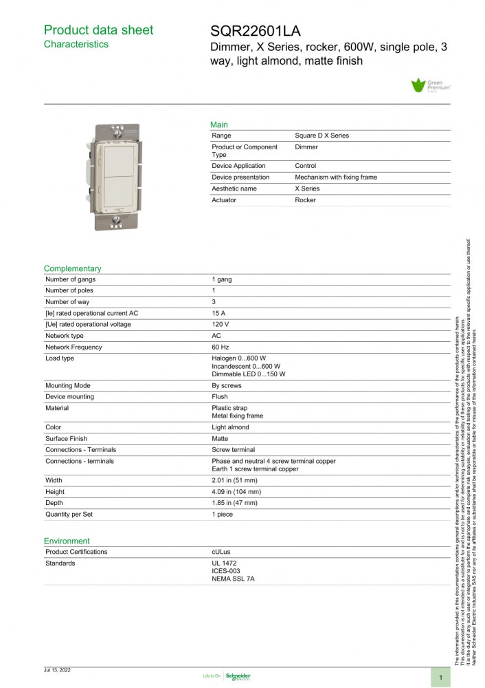 SQR22601LA technical document page 1