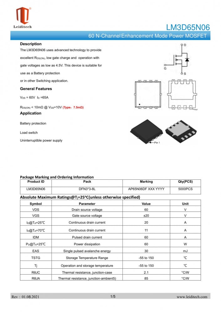 LM3D65N06 datasheet page 1