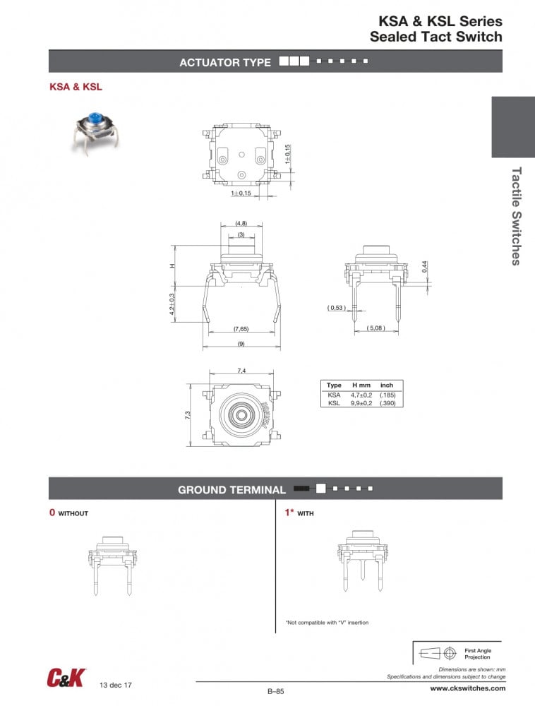 C&K KSA0V311LFTR datasheet page 2