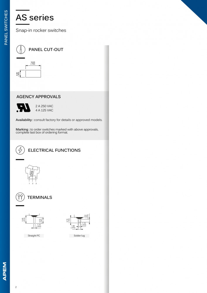 APEM AS series datasheet page 2