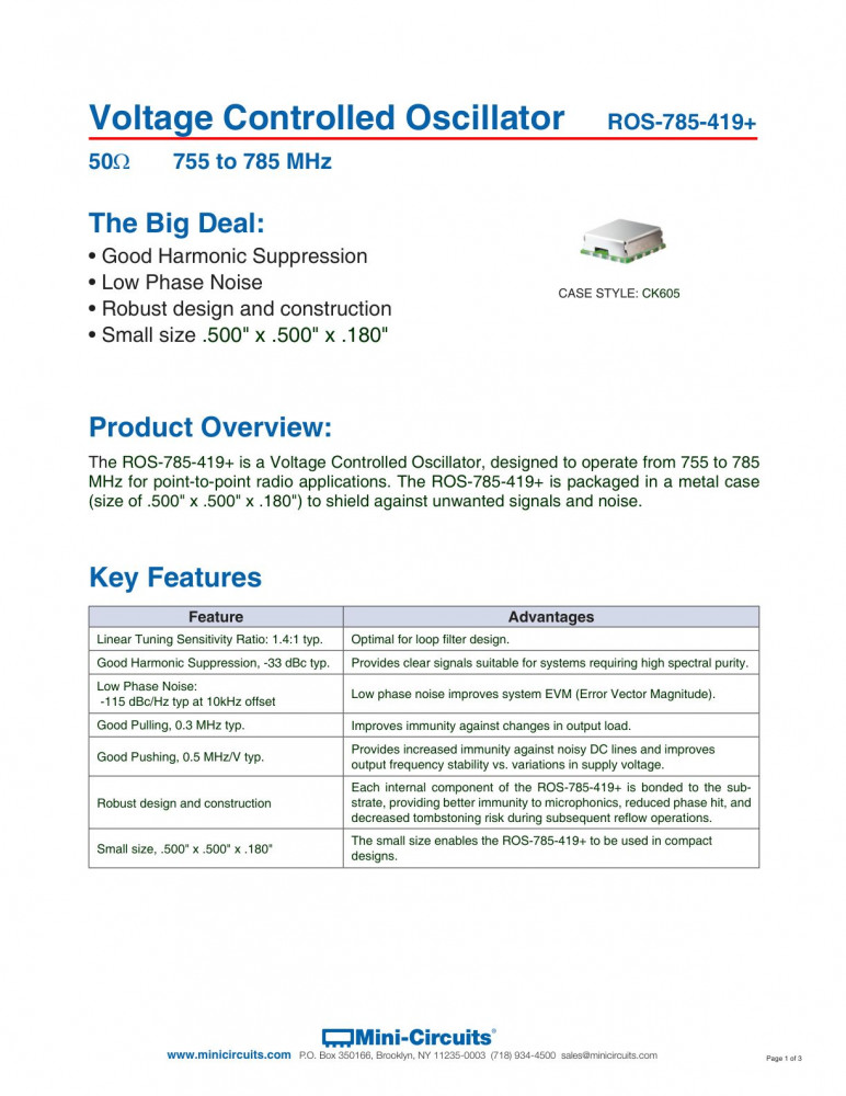 ROS-785-419+ datasheet page 1