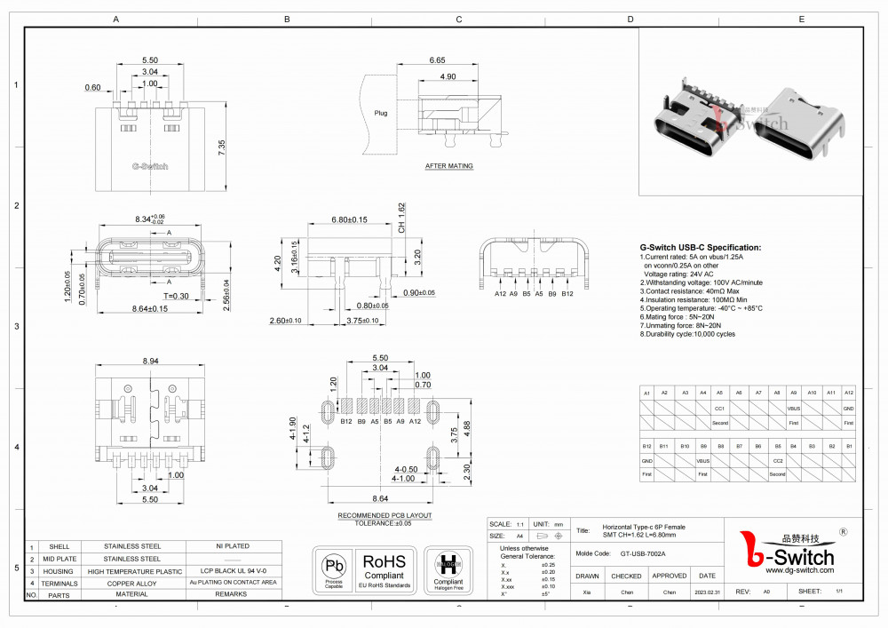 G-Switch GT-USB-7002A technical document page 1
