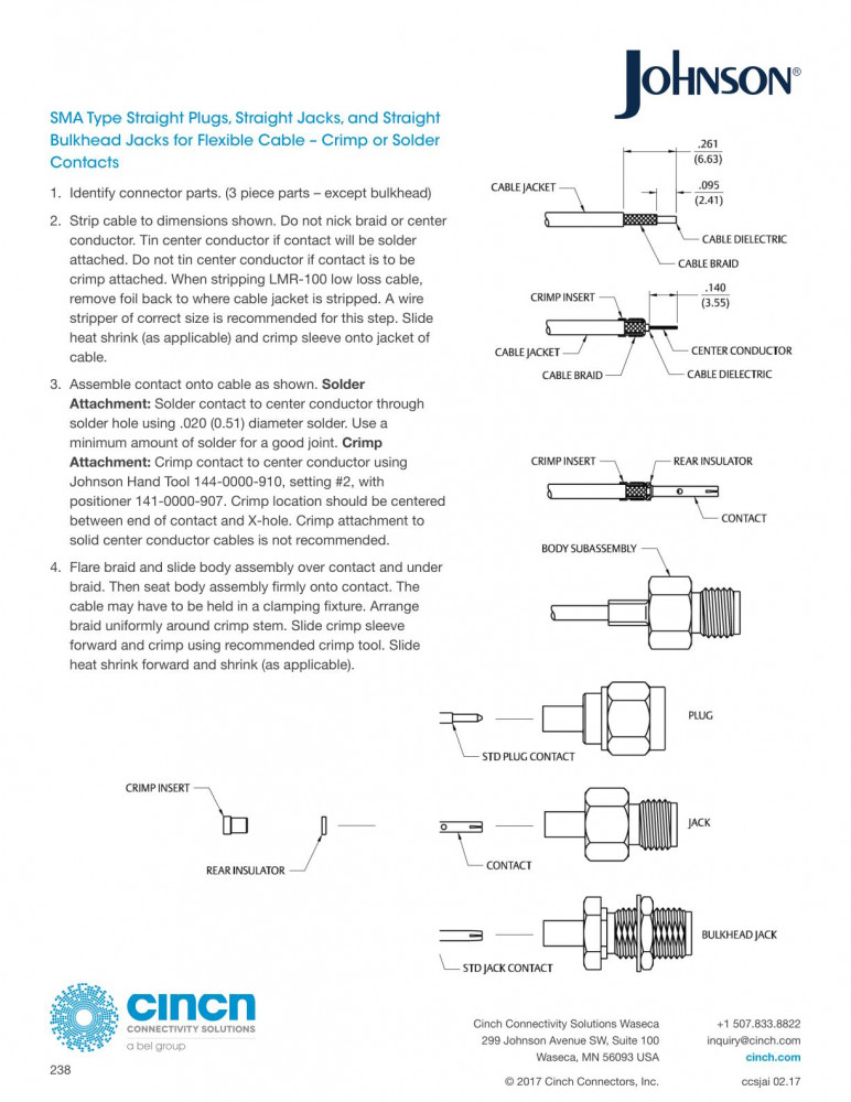 Bel Fuse SMA connector assembly instruction page 1