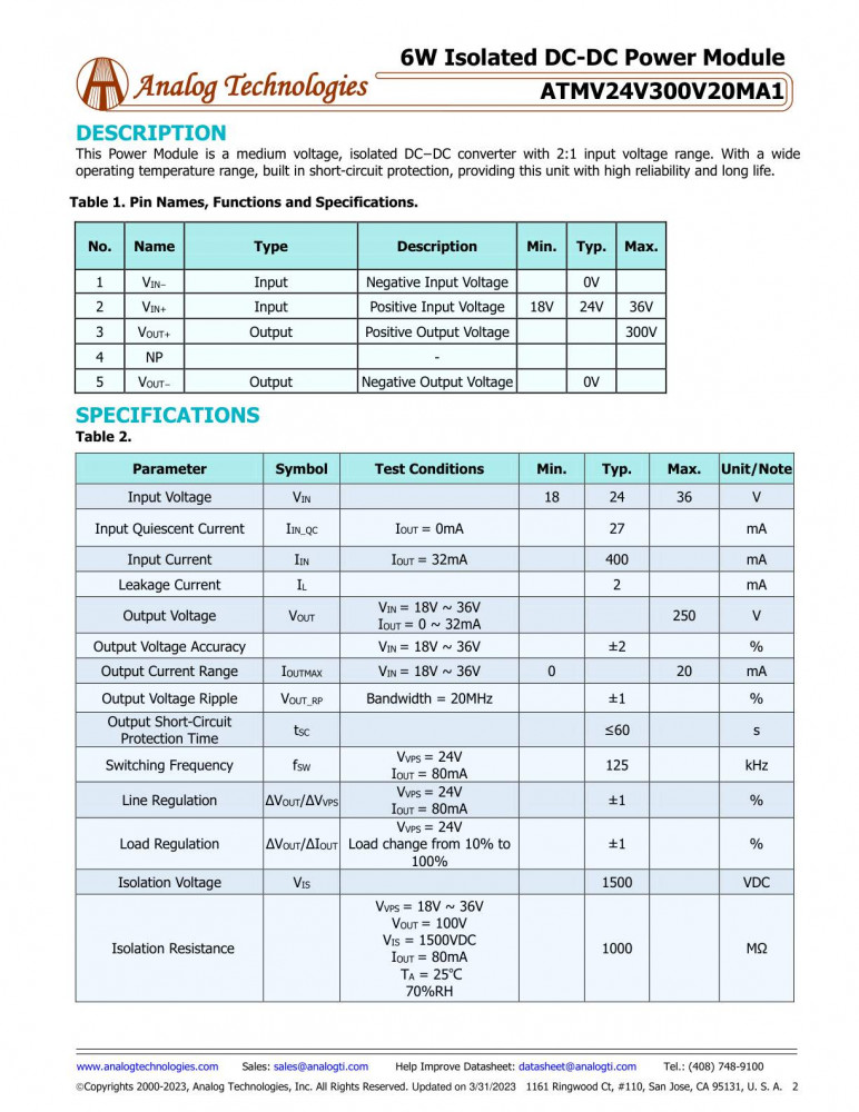 ATMV24V300V20MA1 datasheet page 2