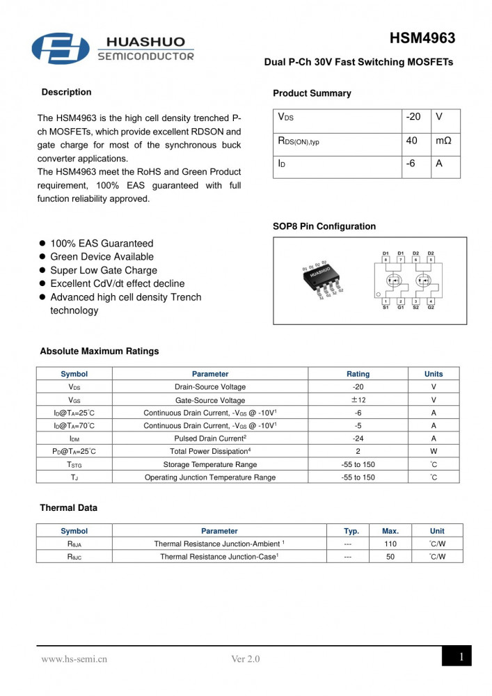 HSM4963 datasheet page 1
